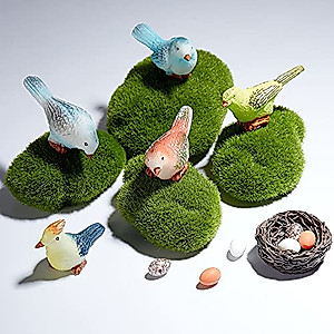 Jetec 30 Pieces Fairy Garden Accessories Bird Decorative Figurines Miniature Bird Figurines for Fairy Garden, Dollhouse Miniature, Cake Topper, Micro Landscape, Yard Bonsai Decal, Home Decoration