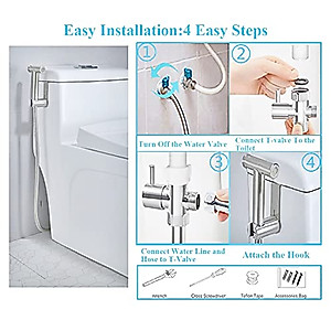 JMSODITI Free-pressing Handheld Bidet Sprayer For Toilet Sprayer Cloth Diaper Sprayer Kit Shattaf Jet Sprayer Attachment With One-Button Switch For Bathing Pet Personal Hygiene Cleaning Car Floor