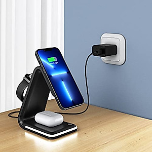 15W Fast Charging Wireless Charger, HATALKIN 3 in 1 Charging Station for Multiple Devices Apple Products, MagSafe Charger Stand for iPhone 14 13 12 Pro Max Mini iWatch 8 Ultra SE 7 6 5 4 AirPods