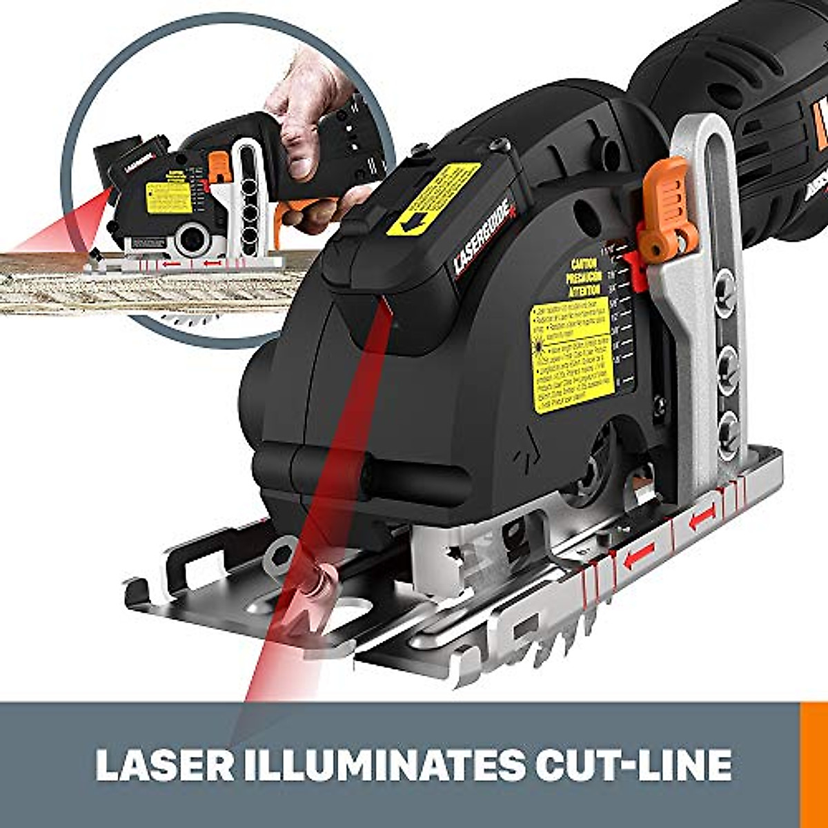 Worx WX420L 3 Amp Versacut 3-3/8" Electric Compact Circular Saw with Laser Guide Technology