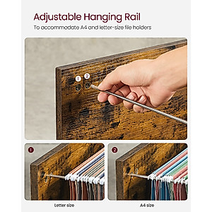 VASAGLE Lateral File Cabinet, Home Office Printer Stand, with 3 Drawers and Open Storage Shelves, for A4, Letter-Size Documents, Rustic Brown + Black