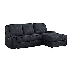 Lexicon Velsen 2-Piece Reclining Sectional Sofa with Right Chaise, Ebony