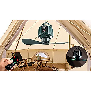 JHXZHAN 10400mAh tent fan light, canopy remote control ceiling fan, power bank, battery powered USB charging fan, suitable for fishing, outdoor, outing, camping, etc.
