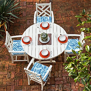 LVTXIII Outdoor Chair Cushions, Fade-Resistant Patio Furniture Cushions Outdoor Square Corner Chair Pads with Ties for Dining Chairs and Garden Furniture Decoration, 18.5"x16"x2" Set of 4, Blue Bricks