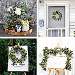 CEWOR 6.5ft Artificial Eucalyptus Garland Detachable Faux Greenery Vines Silver Dollar Eucalyptus Leaves with White Buds for Farmhouse Mantle Wedding Arch Table Centerpiece Backdrop
