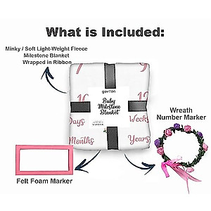 Farnodbaby Personalized Baby Milestone Blanket Girl Floral, Customized Milestone Blanket, Monthly Milestone Blanket, Baby Photo Prop Blanket, Custom Milestone Blanket, Baby Growth Age Chart