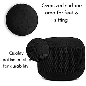 BIRDROCK HOME Outdoor Pouf Ottoman | Outdoor Patio Waterproof Foot Rest | Large Pouf for Living Room | Black