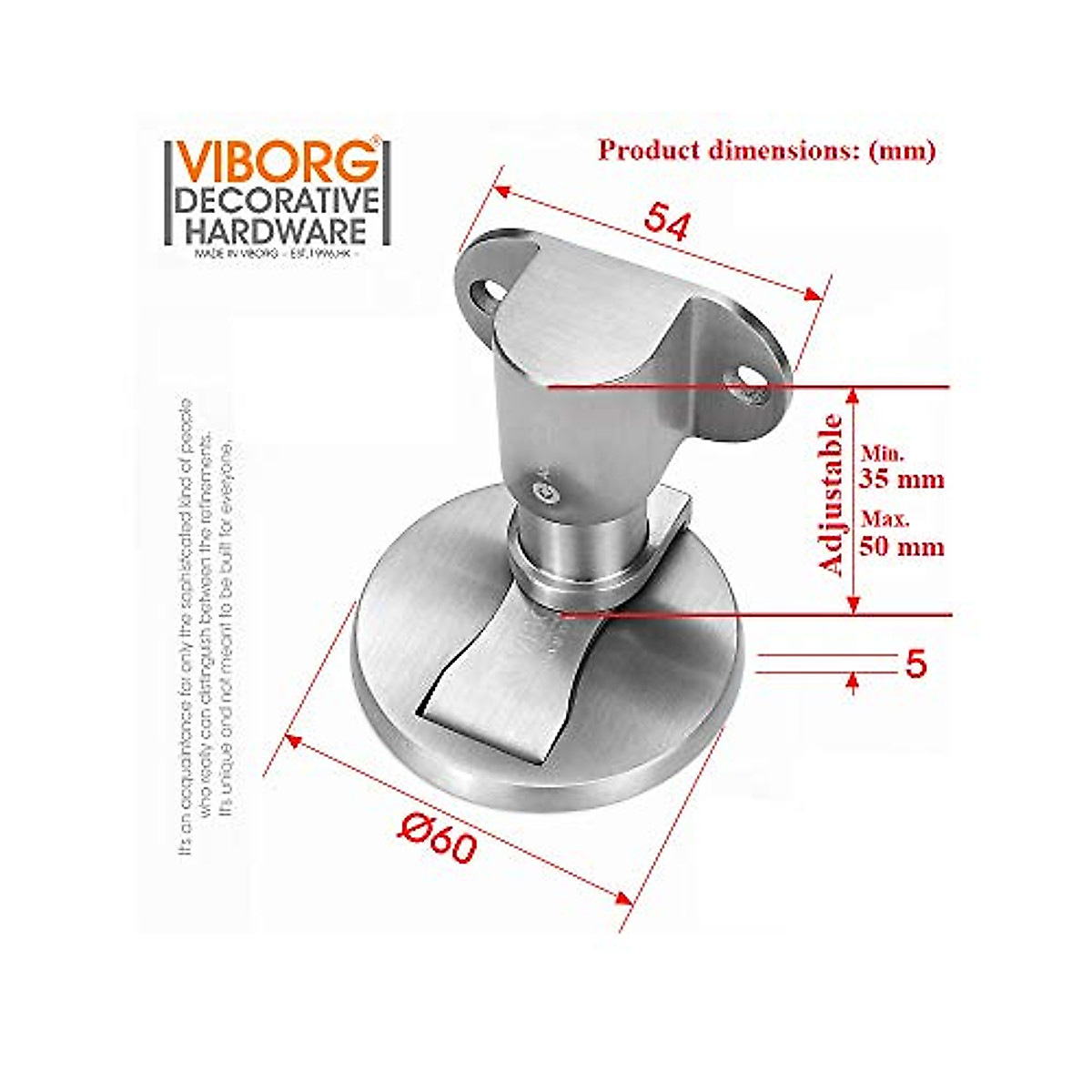 VIBORG Deluxe Solid SUS304 Stainless Steel Casting Adjustable Floor Mount Mounted Magnetic Door Stopper Doorstop Door Stop, RS-40F (1)