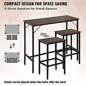 VEVOR 39" Bar Chairs Pub Table Set w/ 2 Stools, Brown