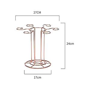 DOITOOL Metal Shelf Brackets Wine Glass Rack Countertop Wine Glass Holder Freestanding Stemware Storage Rack Wine Glass Stand Air Drying Tree Display Hanger for Home Bar Rose Gold Shelf Holders