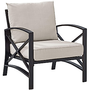 Crosley Furniture Kaplan 3-Piece Outdoor Loveseat Patio Furniture Set, Conversation Sets for Porch, Deck, Oiled Bronze with Oatmeal Cushions