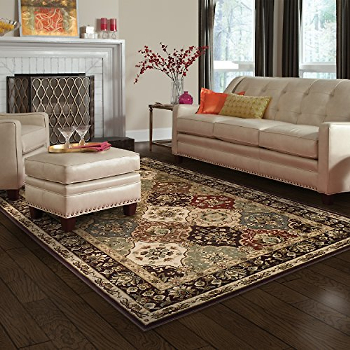 BLUENILEMILLS BNM Transitional Floral Medallion Indoor Area Rug Collection with Jute Backing, Living Room Bedroom Accent Rug, Hallway Assorted Sizes 4' x 6'