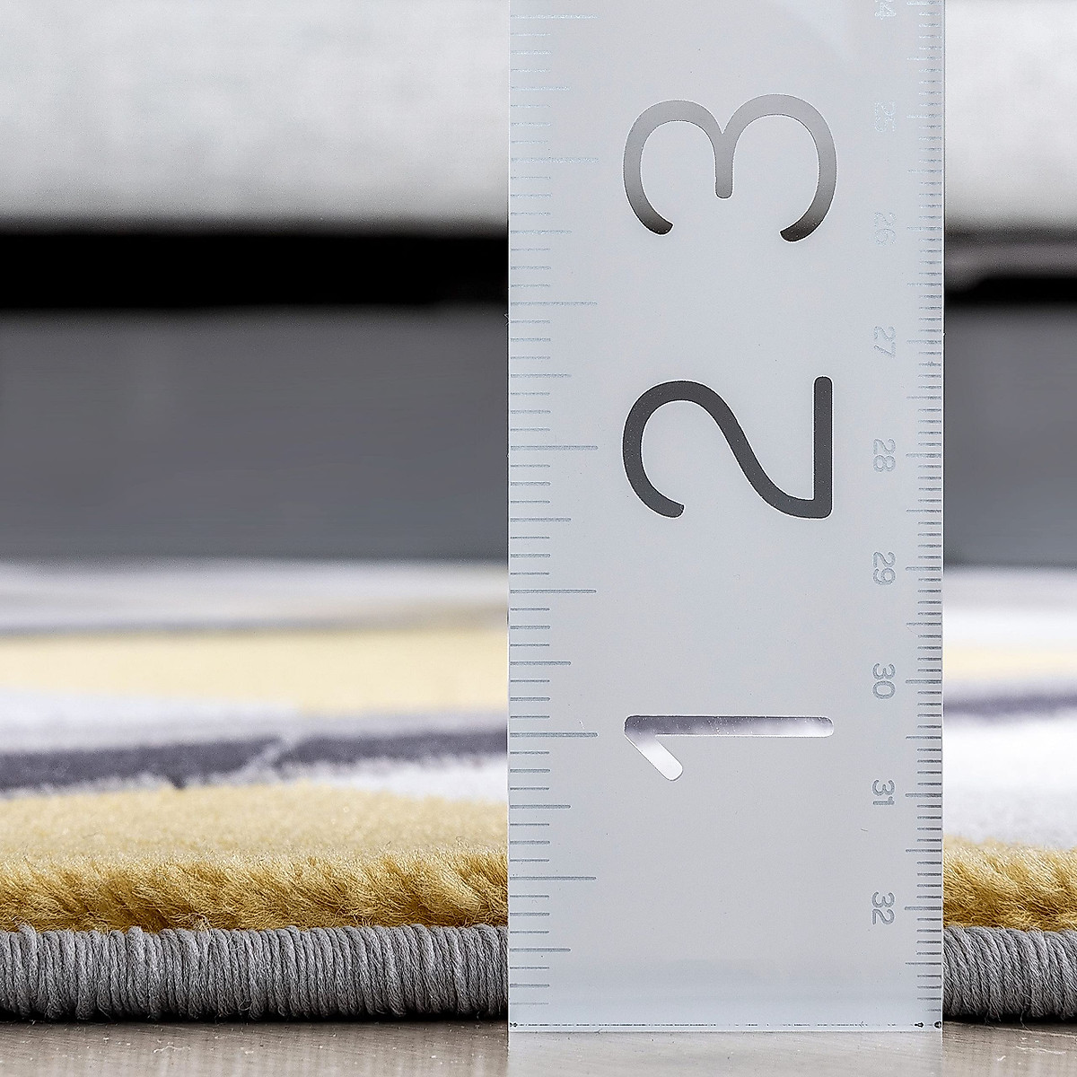 Well Woven Good Vibes Nora Gold Modern Geometric Stripes and Boxes 5'3" x 7'3" 3D Texture Area Rug