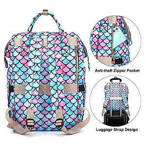 Mimfutu Mermaid Laptop Backpack College School Backpack Bookbags Nurse Backpacks Travel Bags Casual Daypacks for Women Girls Fits 15.6 Inch Notebook