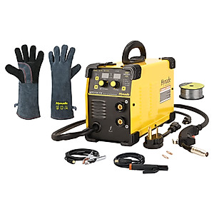 MTS155FX Flux Mig Welding Machine, Dual Voltage 110/220V Tig Stick Welder-Welding Gloves 16 Inches