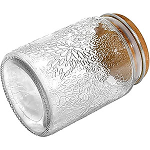 Jucoan 4 Pack 24oz Vintage Glass Jar with Lid, Retro Glass Storage Jar Canister with Airtight Wooden Lid, Glass Canister Container for Coffee Beans, Dried Food, Kitchen Pantry