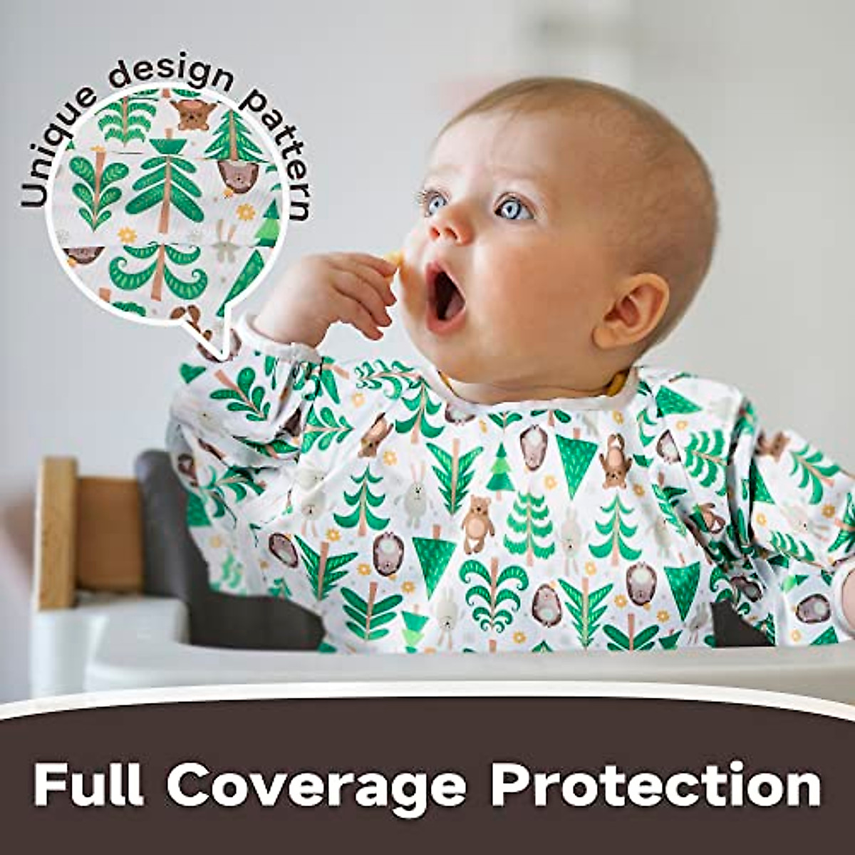 Paw Legend Long Sleeve Baby Bibs - No Leak Bibs for Baby Boy/Girl - Toddler Bib for Eating (6-24 Months) with Pocket, Smock, Hedgehog