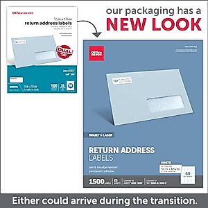 Office Depot White Inkjet/Laser Return Address Labels, 2/3in. x 1 3/4in., Pack of 1,500, 505-O004-0015