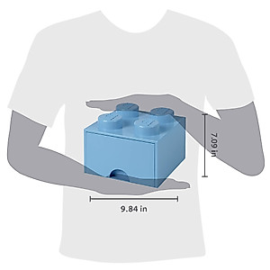 LEGO Brick Drawer, 4 Knobs, 1 Drawer, Stackable Storage Box, Light Royal Blue