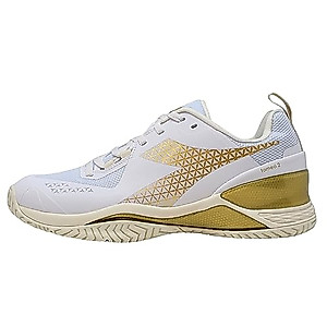 Diadora Women's Blushield Torneo 2 All Ground Tennis Shoe (White/Gold, 9.5)