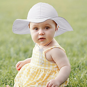Durio Toddler Sun Hat Wide Brim UPF 50+ Sun Hats for Toddler Girls Summer Beach Toddler Hats for Girls D White 12-24 Months