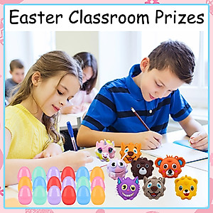 24 PCS Prefilled Easter Eggs with Toys Inside, Jumbo Easter Eggs Filled Pop Balls Perfect for Easter Egg Hunt Easter Baskets Stuffers for Kids Easter Gifts Easter Party Favors