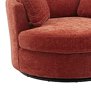 Oversized Swivel Accent Barrel Chair with 3 Pillows,Modern Comfy Upholstered 360 Recliner Sofa Cozy Club Chaise Leisure Round Loveseat Lounge Armchair for Living Room/Bedroom/Hotel/Nursery/Office