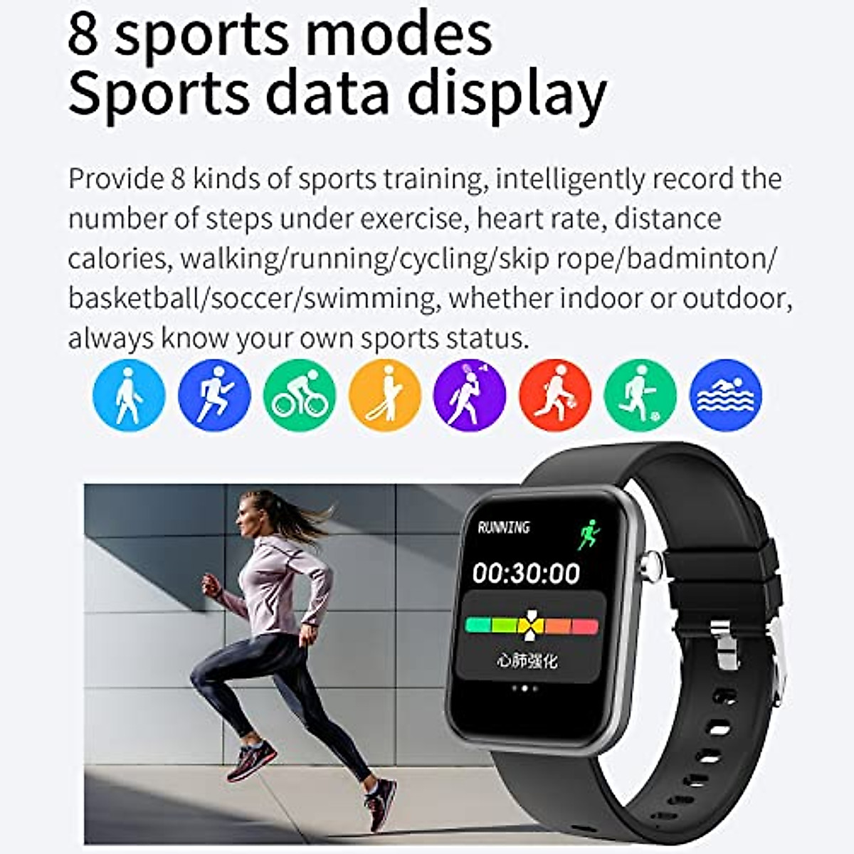 pstuiky 1.69 "Full Screen Ip67 Waterproof Smart Watch Fitness Monitoring Watch with Heart Rate Sleep Monitor Gait Monitoring Calorie Counter iOS and Android 2023 (White)