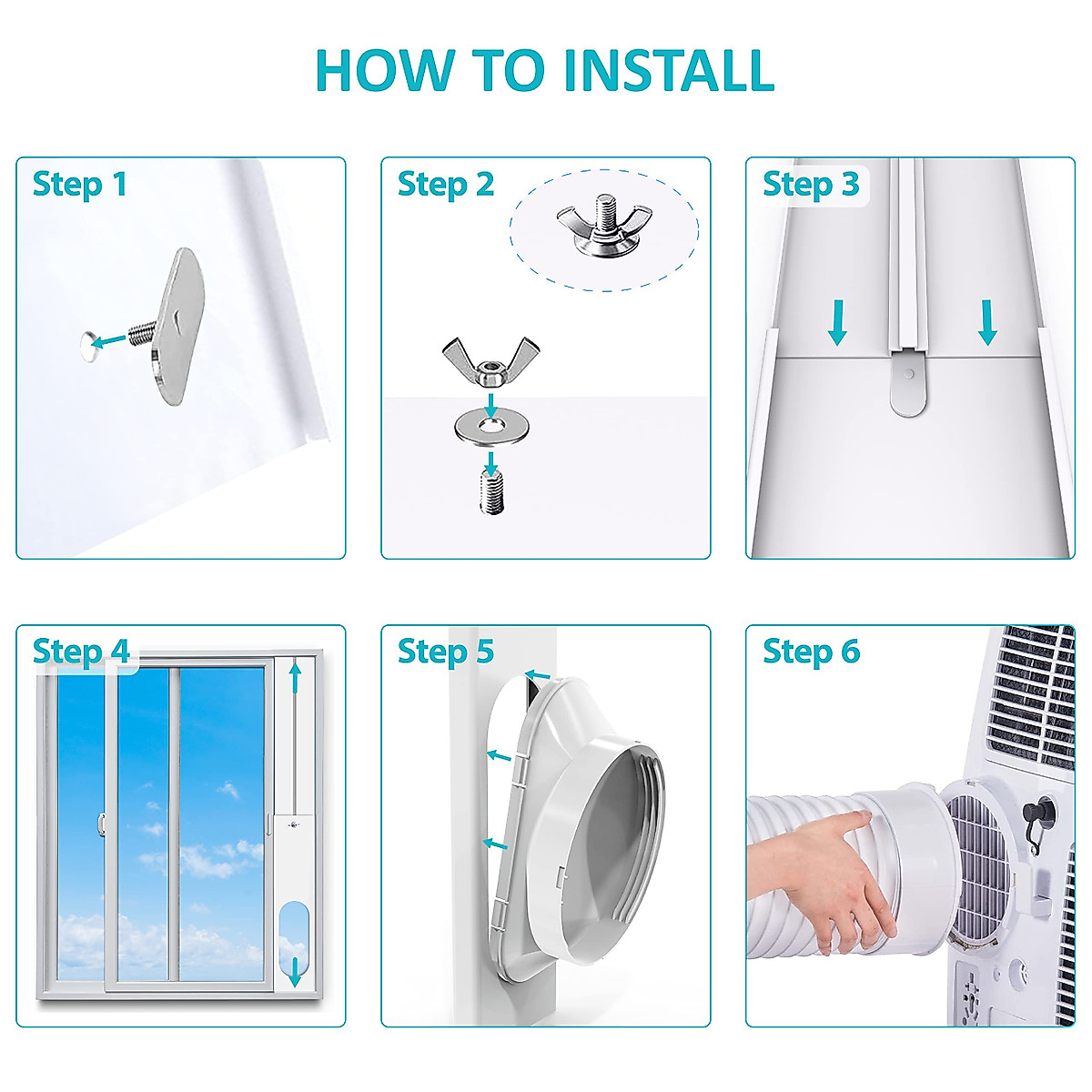 DMHAFFDS 5.1 Inches Upgraded Portable AC Window Kit, Air Conditioner Window Kit for Windows, Not for Doors, Seamless Adjustable Sliding AC Vent Kit for Ducting Exhaust Hose of 5.1 Inches Diameter