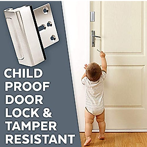 Door Lock for Home Security (2-Pack) - Easy to Install Door Latch Device, Aluminum Construction, Satin Nickel Locks | Child Proof & Tamper Resistant