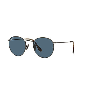 Ray-Ban RB8247 Round Titanium Sunglasses, Demigloss Pewter/Blue/Gold Mirrored Polarized, 47 mm