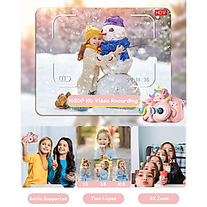 Kids Camera for 3-12 Years Old Toddlers Childrens Boys Girls Selfie Camera 20.0 MP HD 1080P IPS Screen Dual Digital Toy Camera for Kids Birthday