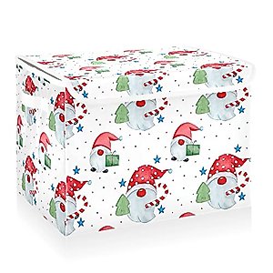 CaTaKu Star Gnome Cute Storage Bins with Lids and Handles, Fabric Large Storage Container Cube Basket with Lid Decorative Storage Boxes for Organizing Clothes
