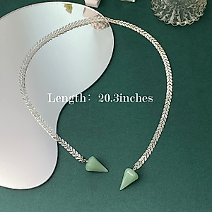 FMR Silver Fish Bone Face Chain Crystal Pendant Necklace Delicate Nose Accessories Face Jewelry for Women and Teens