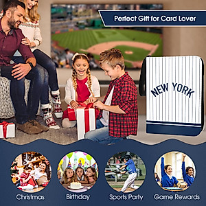 Baseball Card Binder with Sleeves 400 Pocket, Baseball Card Holder for Trading Cards Baseball Collector Album New York Sports Card 3 Ring Binder Storage Book Folder for Kids Gift (White)