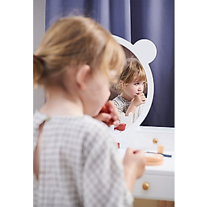 Tender Leaf Toys - Forest Dressing Table - Stunning Wooden Dressing Table and Stool Set - Storage Galore with Large Mirror for Boys and Girls, Enhances Creative Play - Age 3+