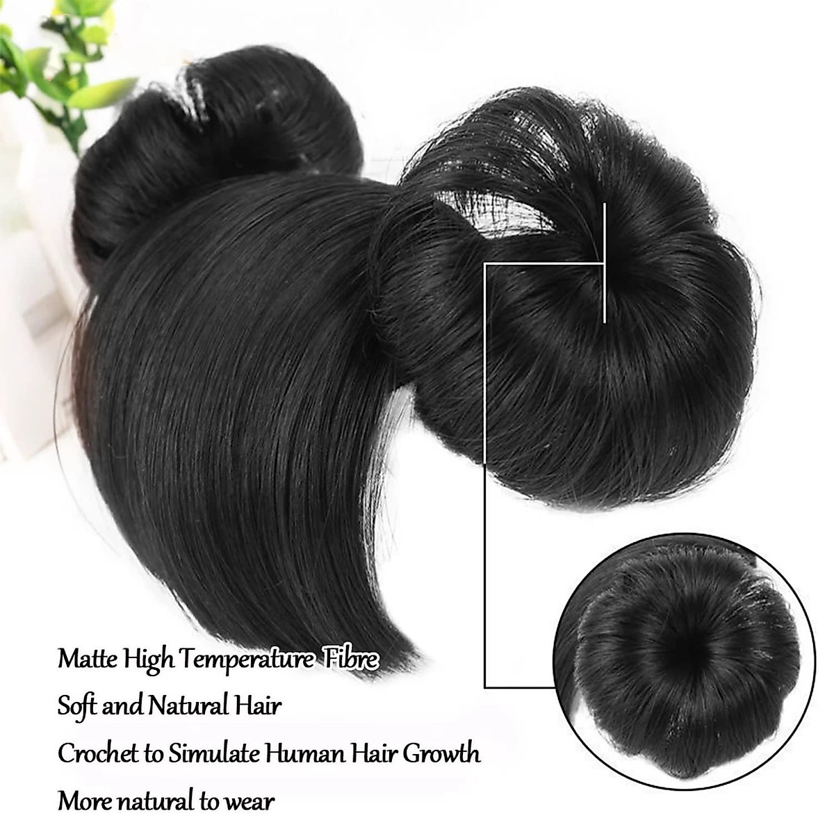 colorvay 1 Pack Baby Wig Braid Hairband for Kids, Children's Fake Bangs Headband with Head Buckle for COS Hair Accessories (Black)