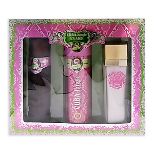Cuba Cuba Jungle Snake Women 3.3 oz EDP Spray, 6.7oz Deodorant Spray, 4.3oz Body Lotion 3 Pc Gift Set