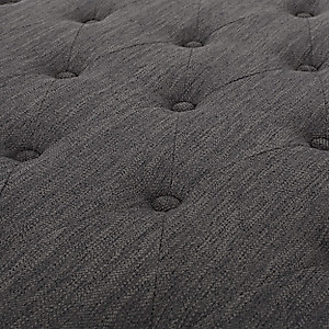 Christopher Knight Home Gavin Contemporary Fabric Rectangular Ottoman, Charcoal and Gray