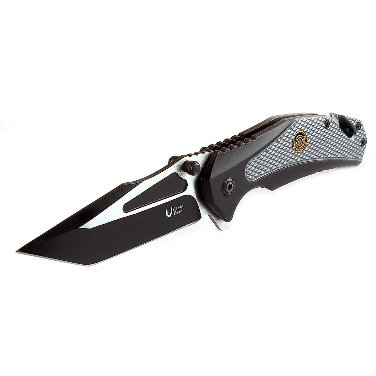 Vulcan Gear Emergency Service Tactical Assisted Open Metal Rescue Folding Knife (Black - S.W.A.T)