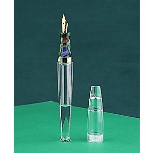 Lanxivi Majohn S5 Fountain Pen Extra Fine Nib +Two Additional Nibs (Wide and Bent) Clear Transparent Acrylic Eyedropper Filling