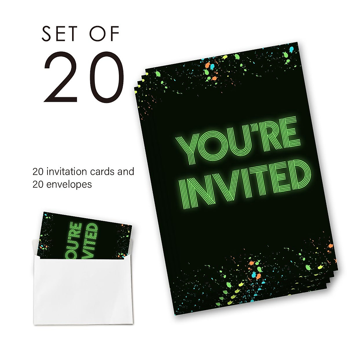 EUDOSI Jump Party Birthday Party Invitations Supplies Fill-In Set of 20 with Envelopes Trampoline Birthday Bash Invites Cards, Double Sided