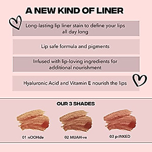 Sacheu Lip Liner Stay-N - Peel Off Lip Liner Tattoo, Peel Off Lip Stain, Long Lasting Lip Stain Peel Off, Infused with Hyaluronic Acid & Vitamin E, For All Skin Types - nOOHde Shade, Pack of 1