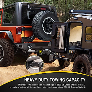 Nilight - JK-61A 2" inch Rear Bumper Tow Trailer Hitch Receiver Kit, Compatible for 2007-2018 Jeep Wrangler JK 4 Door & 2 Unlimited, w/4-Pin Wiring Harness (Exclude JL Models)