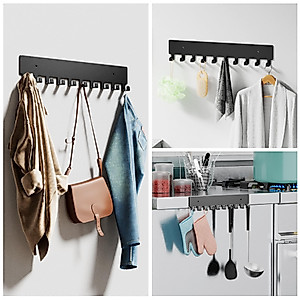 GTK Key Holder for Wall, Key Hooks with 10 Hooks, Wall Mounted Key Holder for Hallway, Self Adhesive Key Rack(Black)