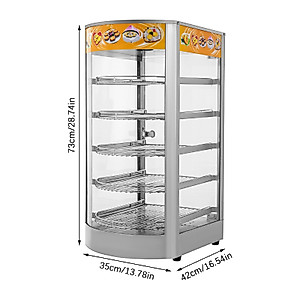 5-Tier Commercial Food Display Warmer,800W Electric Food Warmer Countertop Pizza Warmer Countertop with LED Lighting Adjustable Temperature, Pastry Display Case for Buffet Restaurant 110V