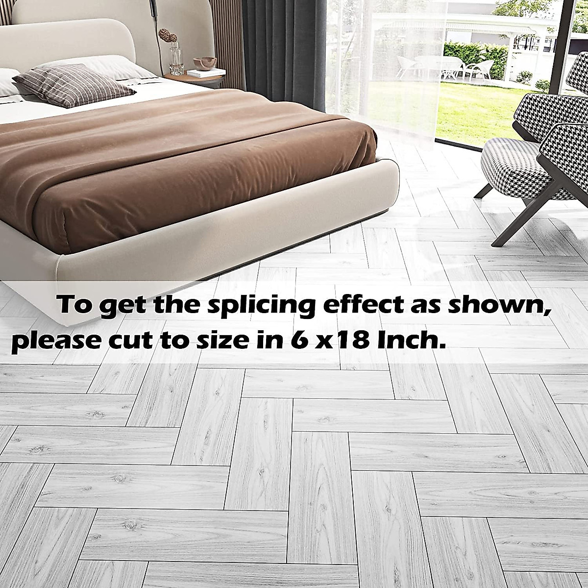 FunStick 6"x36" 15 Tiles Natural Wood Peel and Stick Floor Tile White Wood Vinyl Plank Flooring Peel and Stick Wood Planks for Walls Waterproof Stick on Laminate Flooring Tiles for Bathroom Bedroom RV