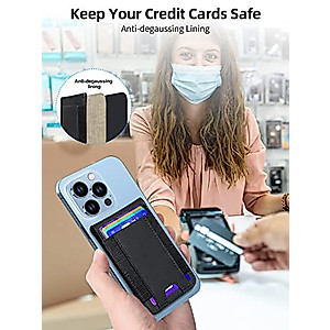 Miroddi for Magsafe Wallet Adjustable Stand, [Hold 9 Cards, Open ID Window] Vegan Leather Magnetic Wallet Stand, Strong Magnetic Phone Wallet for iPhone 14 13 12 Series, Not for iPhone Mini, Black