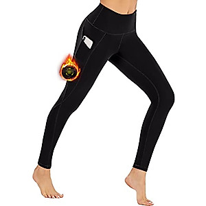 Ewedoos Fleece Lined Leggings with Pockets for Women - Thermal Warm Workout Winter Leggings for Women Yoga Pants for Women New Black