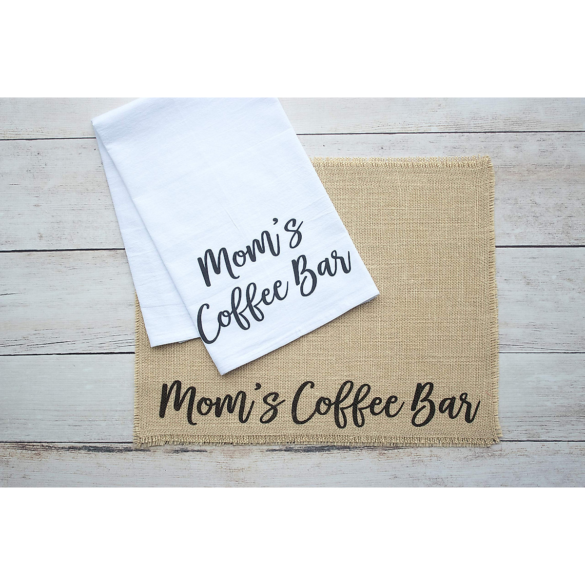 Moms Coffee Bar Kitchen Towel - Extra Large Premium Flour Sack Tea Towel, dish towel, Coffee themed gifts for Mother's Day - Made in the USA